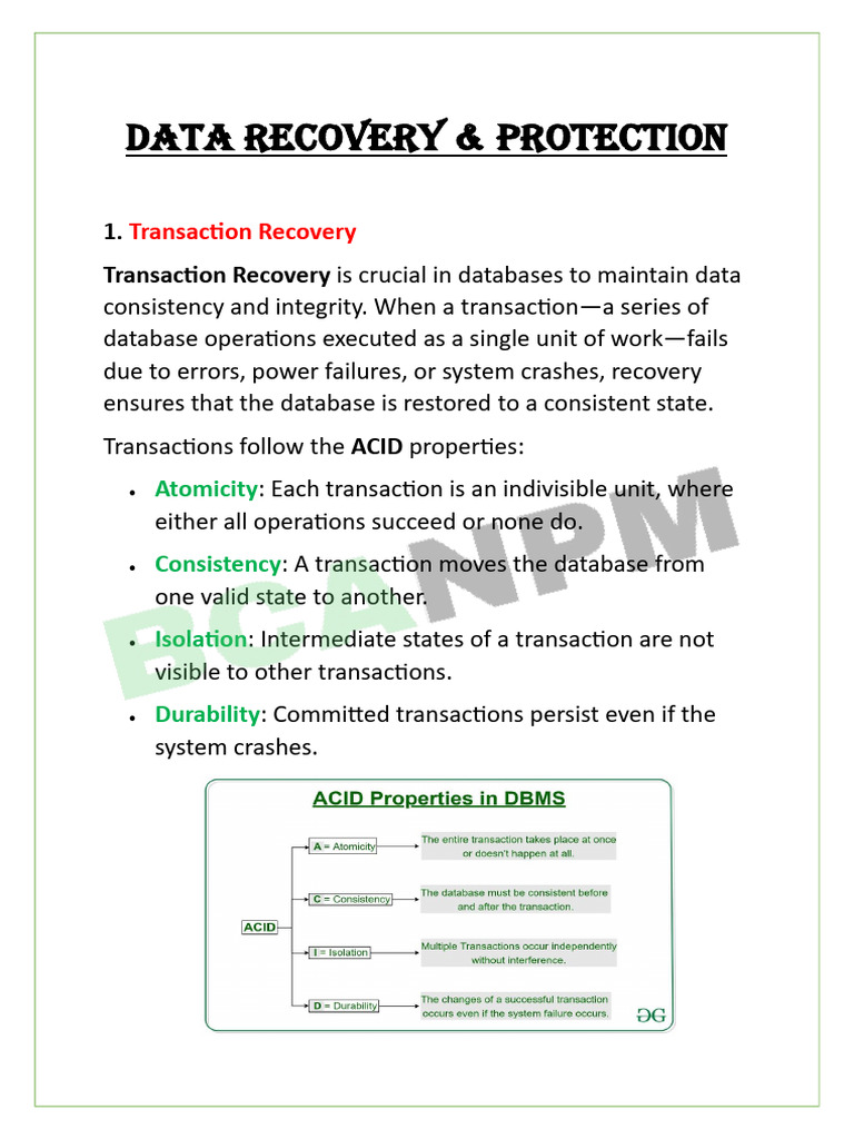 5-Data Recovery & Protection | PDF | Database Transaction | Data