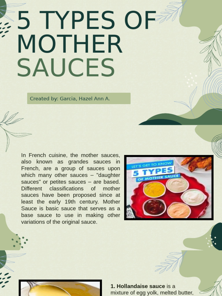 Essential Mother Sauces Explained | PDF | Sauce | Cooking