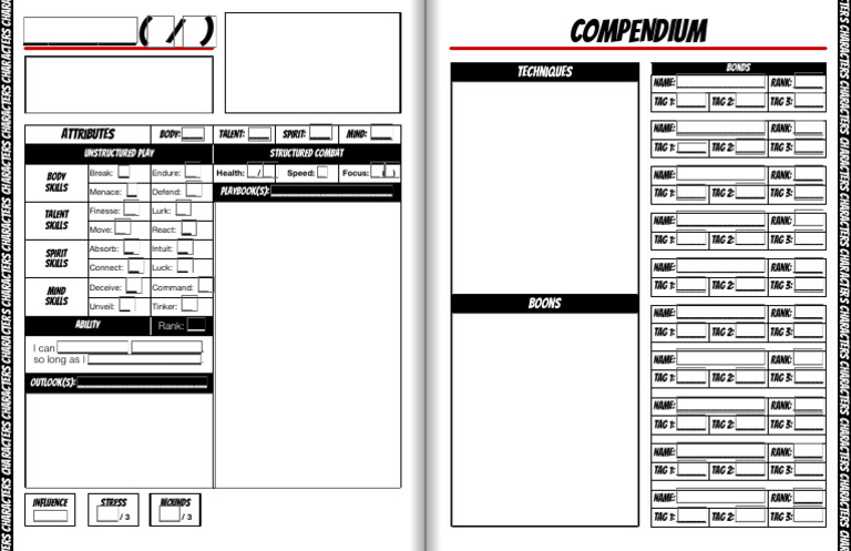 Char Sheet (Fillable) | PDF