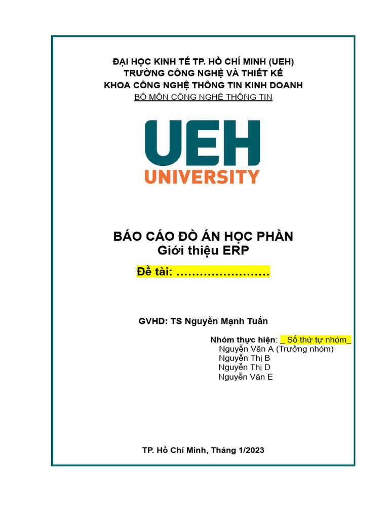 Mau Doan Monhoc Erp Ueh | PDF