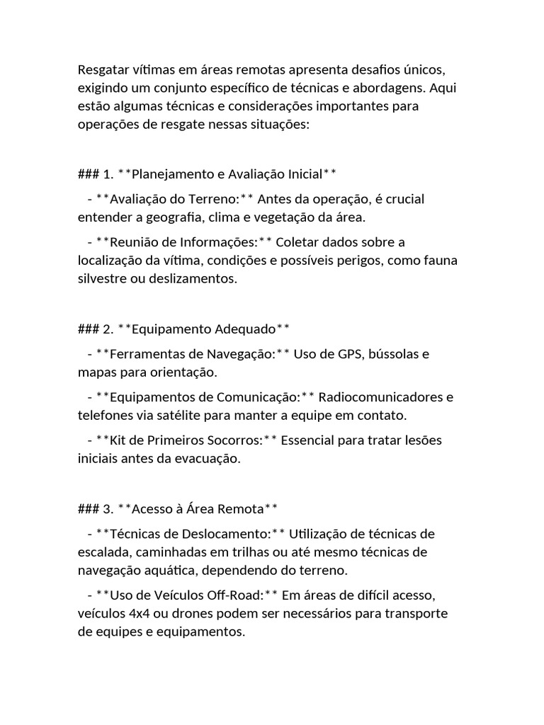 Técnicas de Resgate em Áreas Remotas | PDF | Resgate | Comunicação