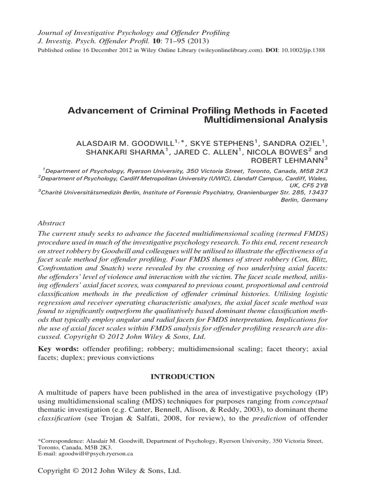 Advancement of Criminal Profiling Methods in Faceted | PDF | Receiver ...