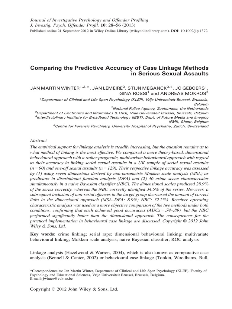Comparing The Predictive Accuracy of Case Linkage Methods | PDF | Receiver Operating ...