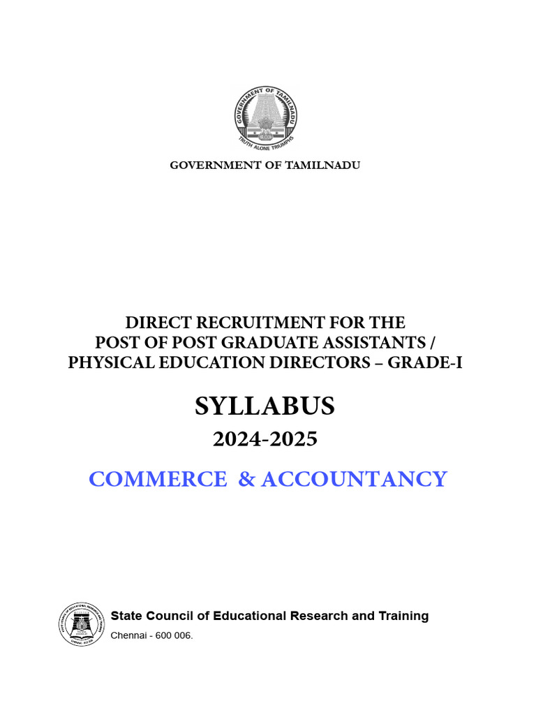 PG TRB Commerce and Accountancy Syllabus | PDF | Marketing | Taxes