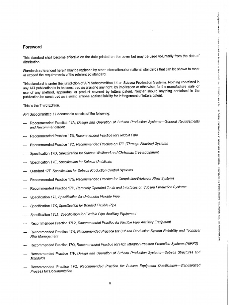 Segment 003 of API RP 17F (Std for Subsea Production Control system ...