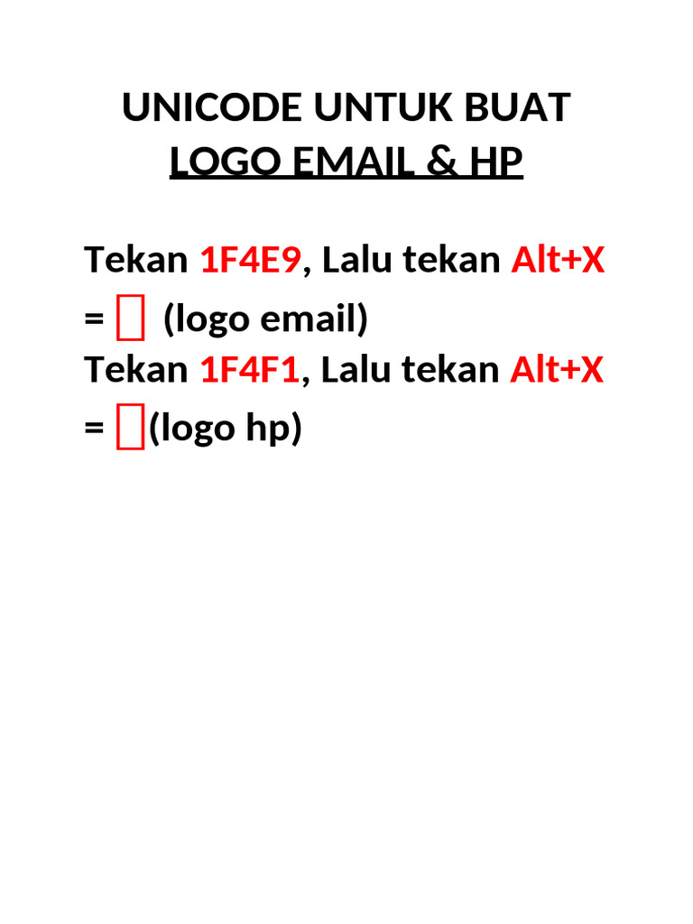 Unicode Untuk Buat Logo Email & Hp | PDF
