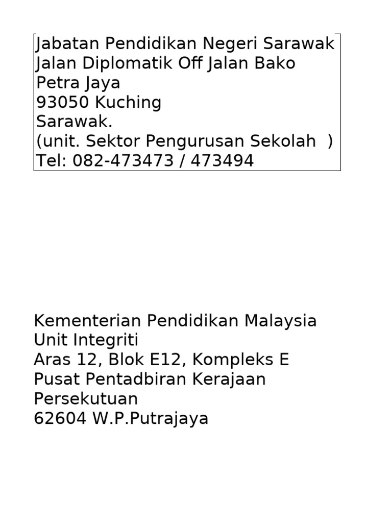 Jabatan Pendidikan Negeri Sarawak | PDF