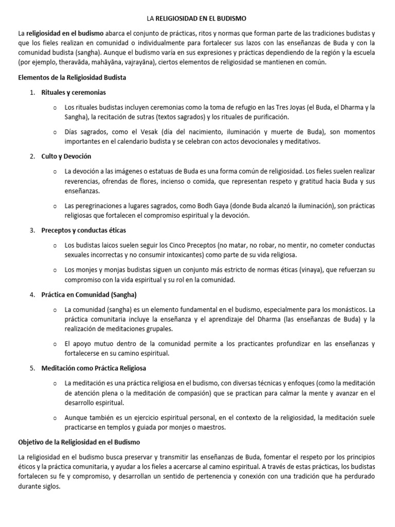 La Religiosidad en El Budismo | PDF | Meditación | Filosofía india