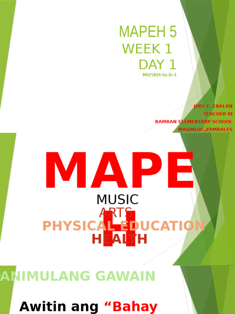 Mapeh Week 1 Day 1-1 Sir Joel | PDF