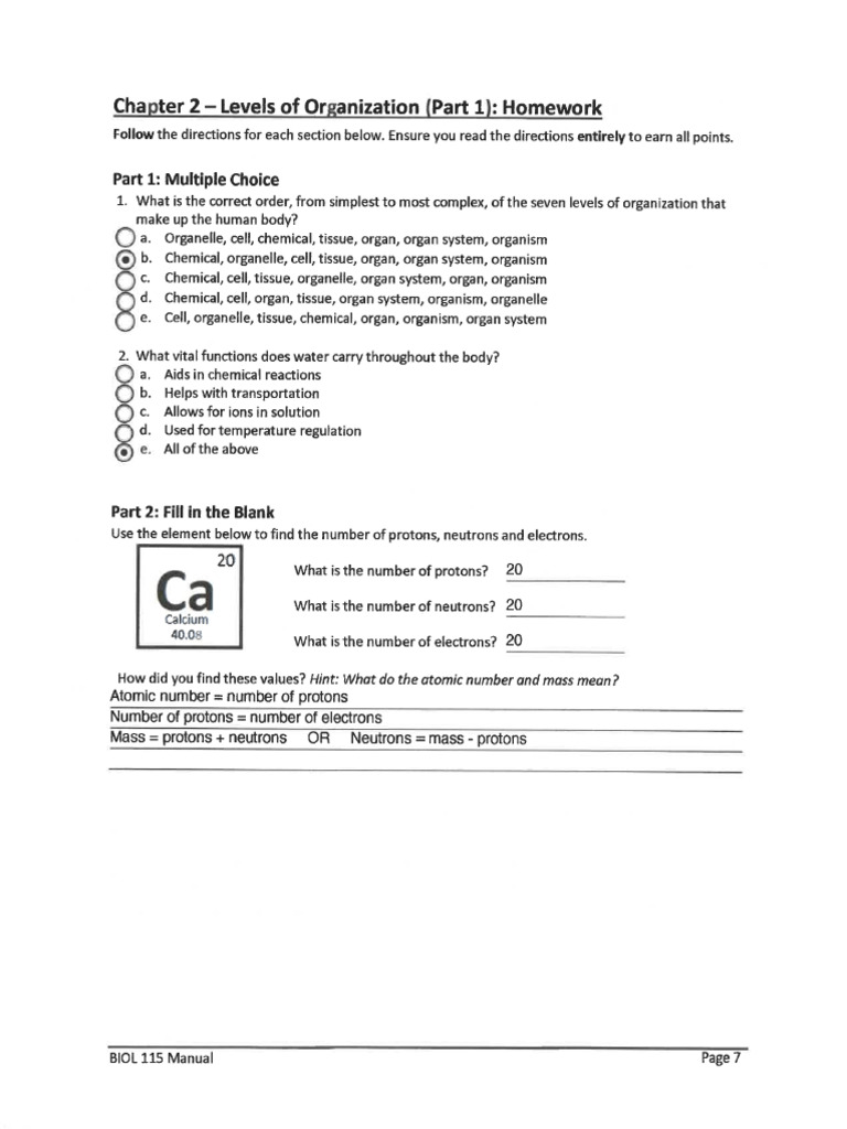 BIOL 115 - Chapter 2_Answers | PDF