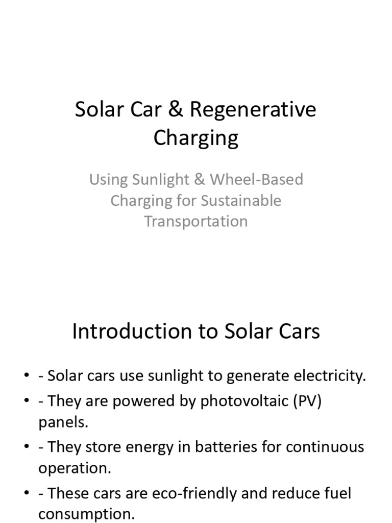 Solar Car Presentation With Diagram | PDF