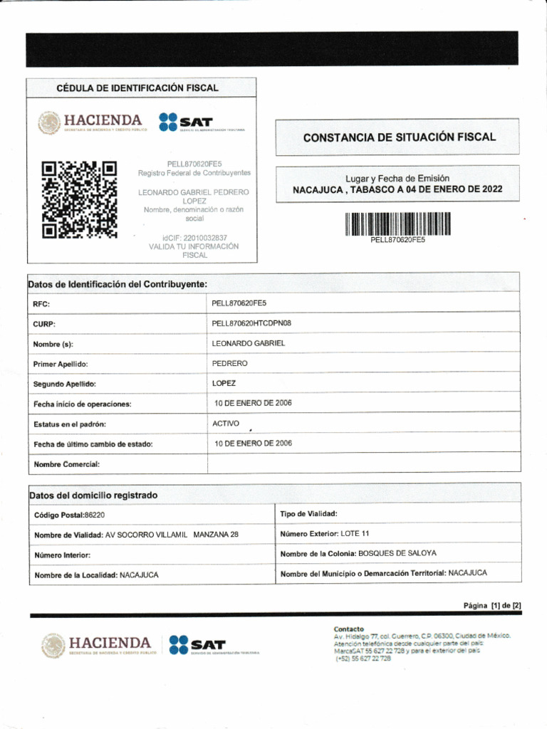 RFC Sat Gabriel Pedrero | PDF