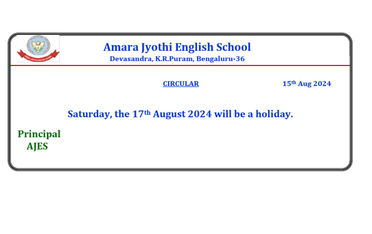 Holiday Circular 1 | PDF