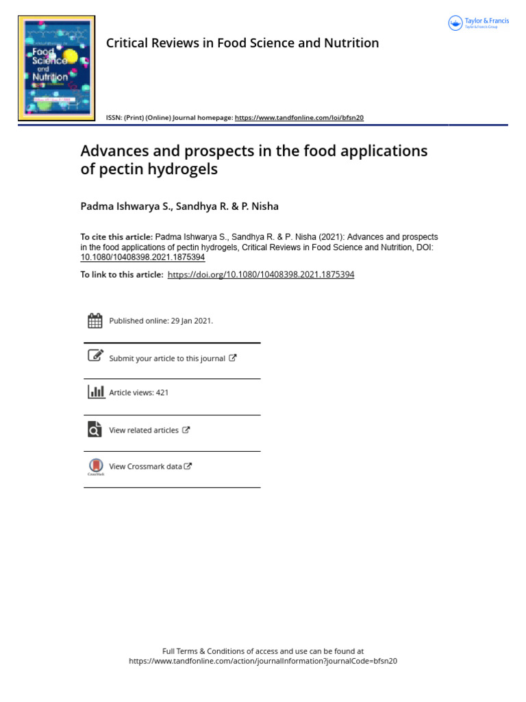 Advances and Prospects in The Food Applications | PDF | Gel | Materials