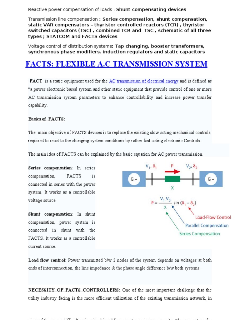 Facts: Flexible A.C Transmission System: AC Transmission of Electrical ...