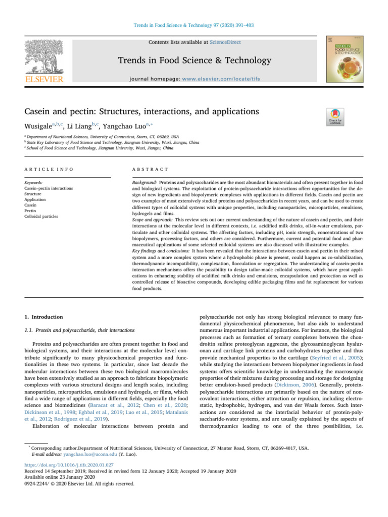 Casein and pectin Structures, interactions, and application | PDF ...