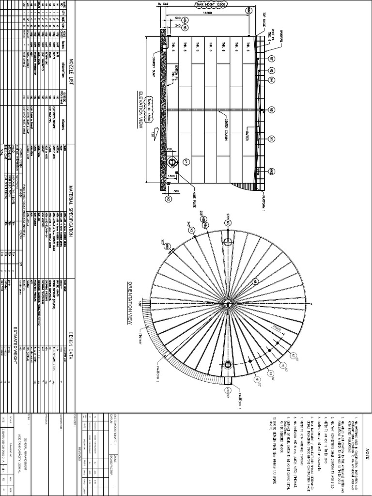 Acid Tank General Arrangement Drawing | PDF