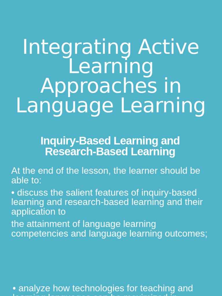 Integrating Active Learning Approaches In Language Learning Pdf Inquiry Based Learning