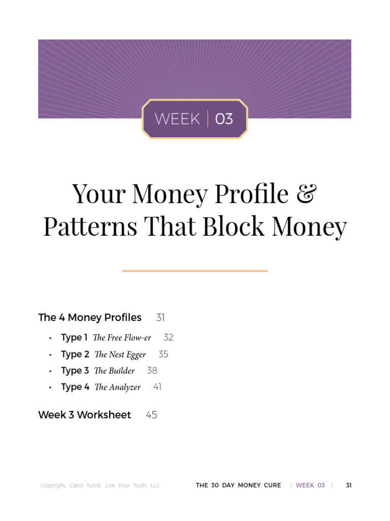 30 Day Money Cure Workbook Week 03 | PDF | Money | Entrepreneurship