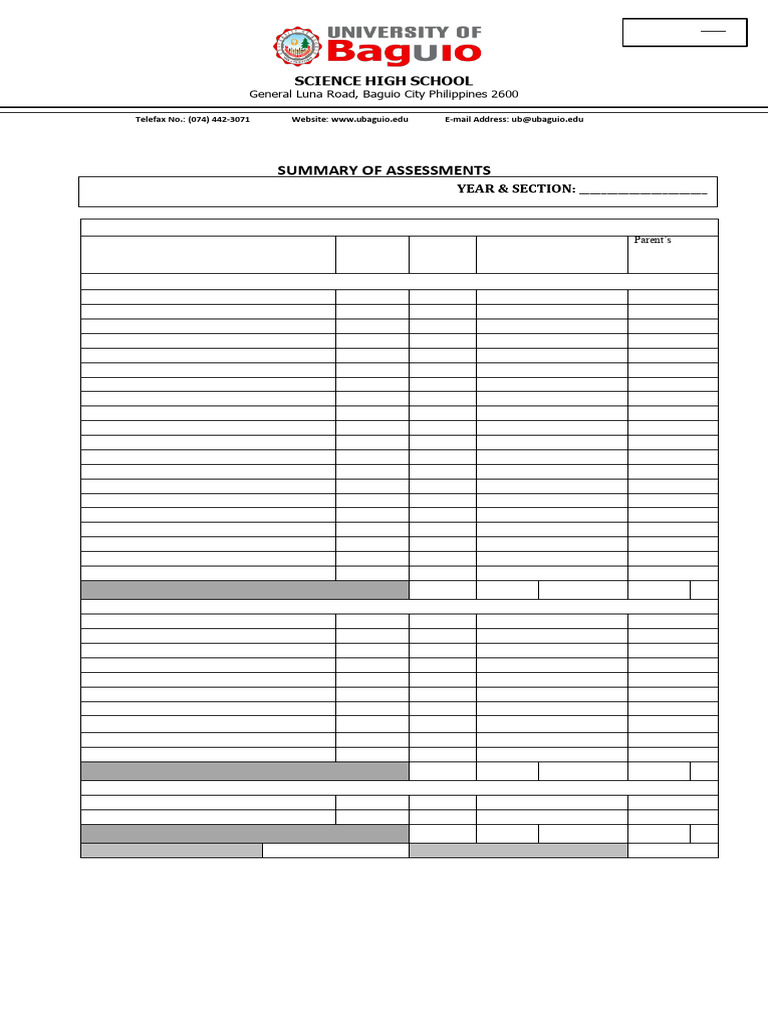 Ss 01 Summary of Assessment 5 | PDF