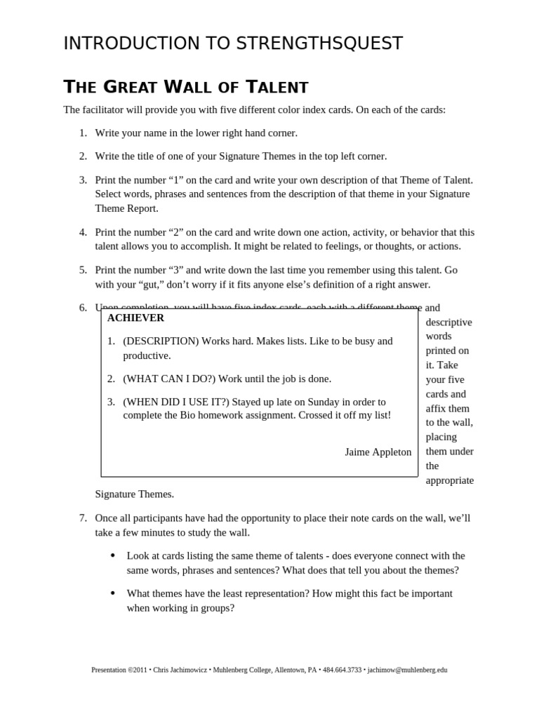 Great Wall of Talent Activity | PDF | Linguistics