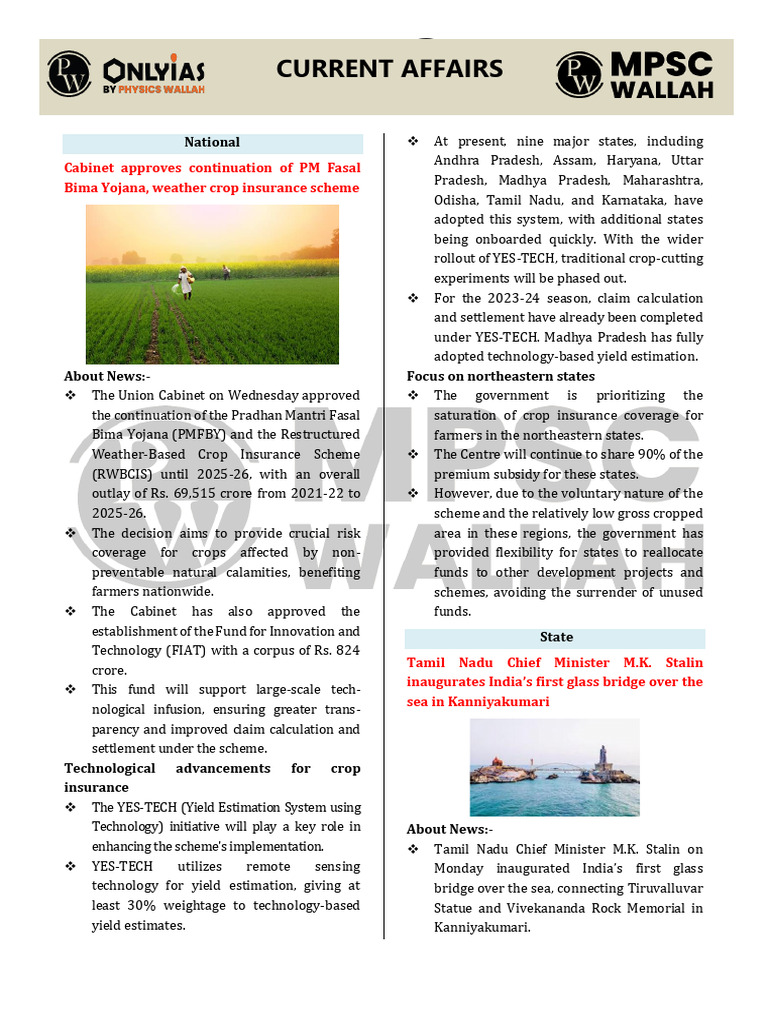 Crop Insurance Scheme Extended | PDF | Naval Warfare