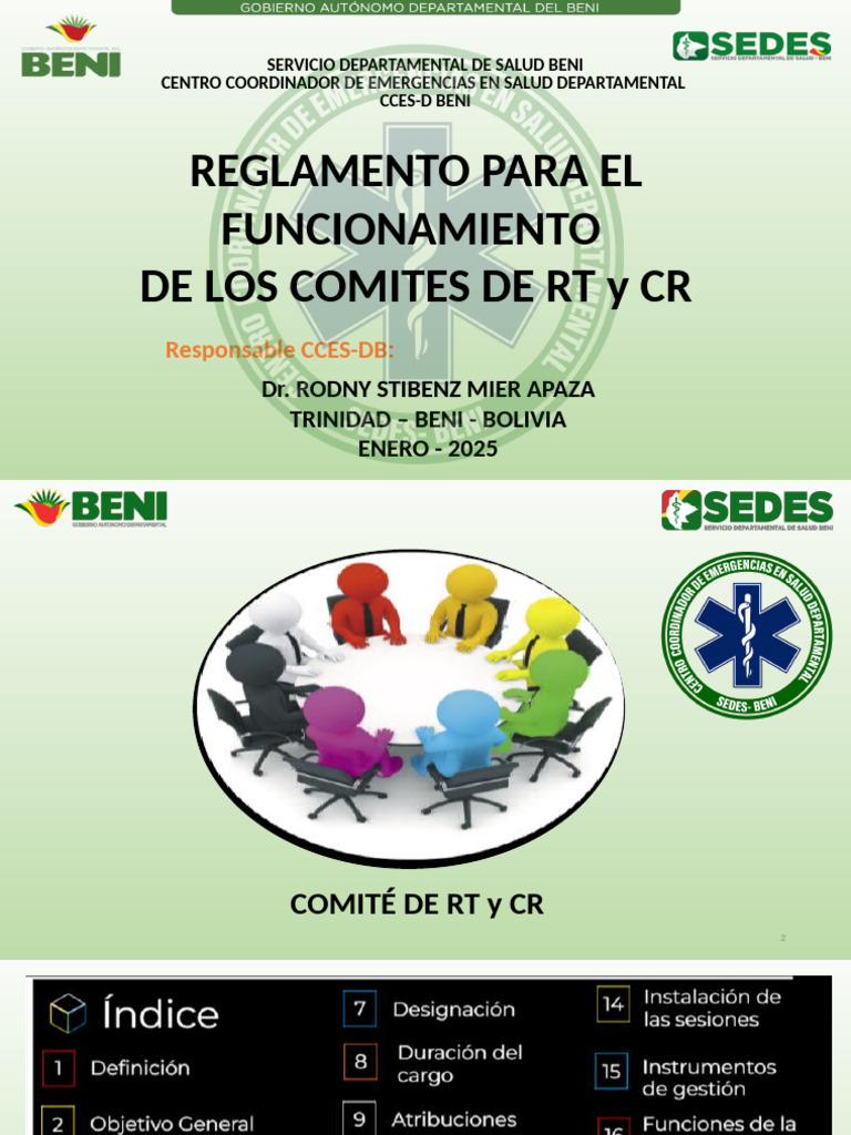 Reglamento Comités de Salud Beni 2025 | PDF