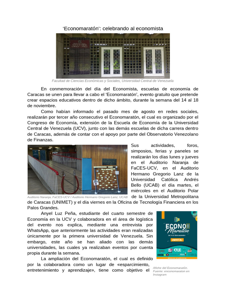 Eva Montero. Economaratón' - Noticia. | PDF | Venezuela