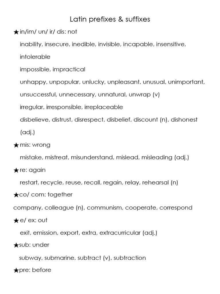 Latin Prefixes | PDF
