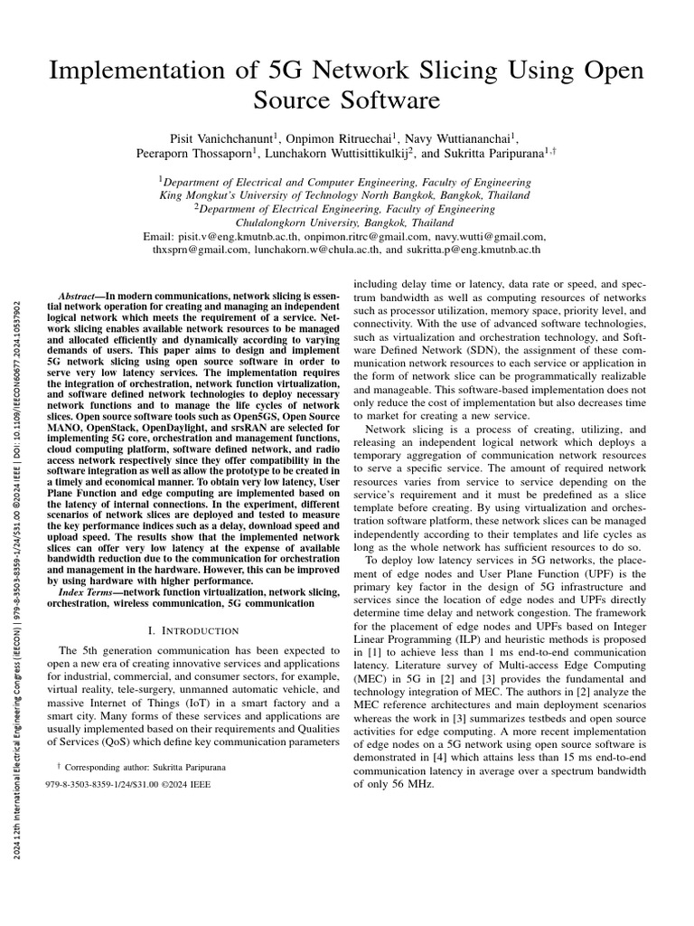 Implementation of 5G Network Slicing Using Open Source Software | PDF | Computer Network ...