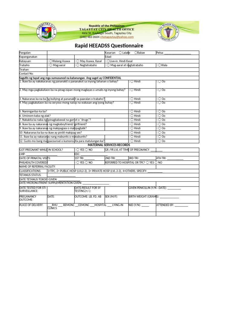 Rapid HEEADSSS 3 | PDF