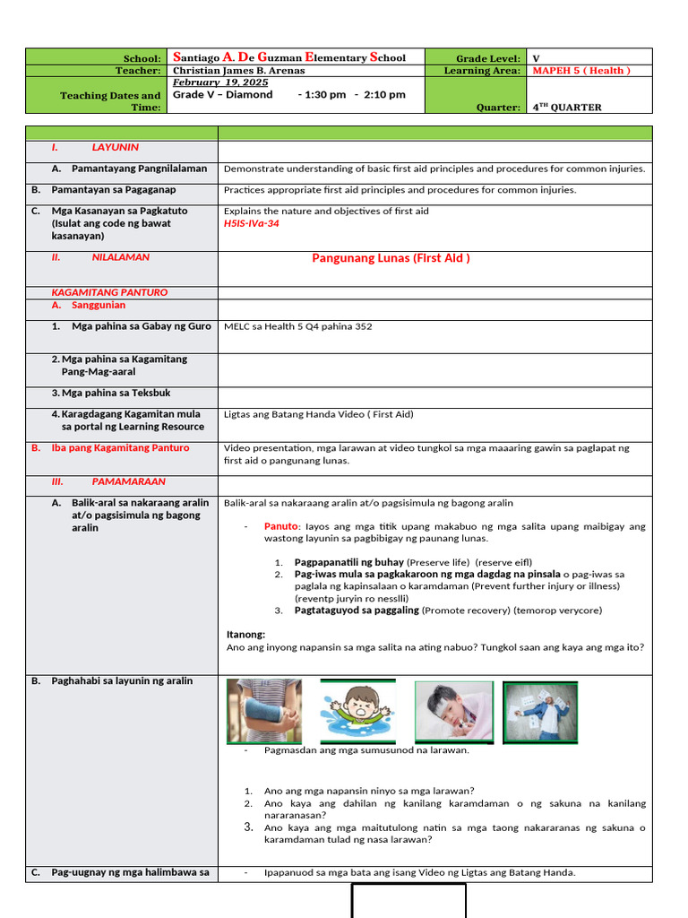 q4 DLP - Mapeh 5 (Health) Class Observation | PDF