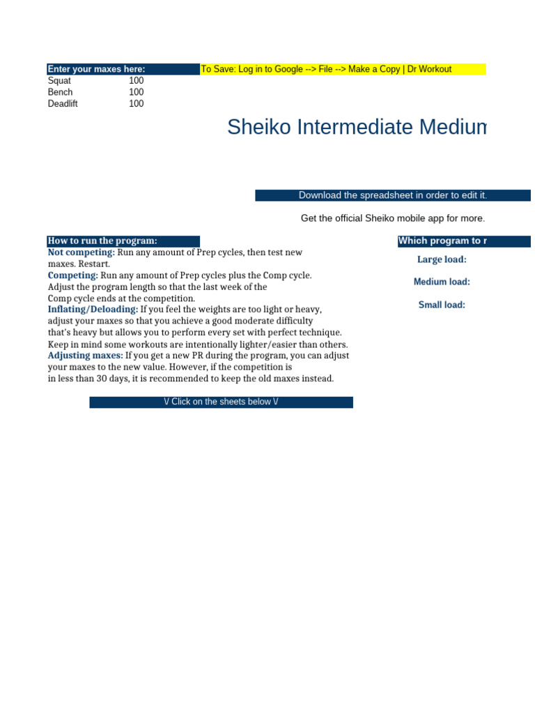 Sheiko Intermediate Medium Load - DR Workout | PDF | Weight | Physical ...