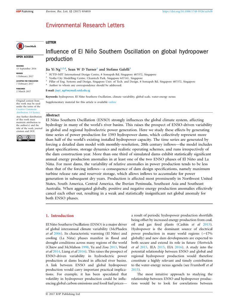 Influence of El Nino Southern Oscillation On Globa | PDF ...