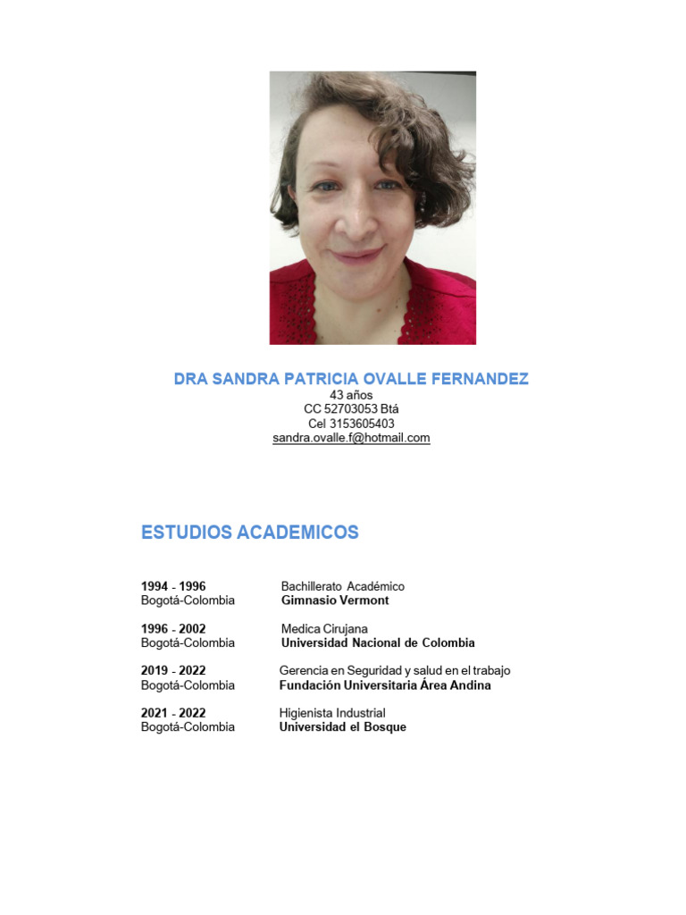 Estudios Academicos: Dra Sandra Patricia Ovalle Fernandez | PDF ...