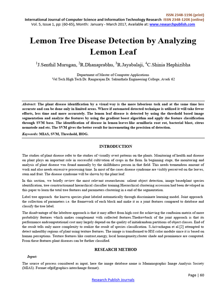 Lemon Tree Disease Detection-4387 | PDF | Image Segmentation | Support Vector Machine