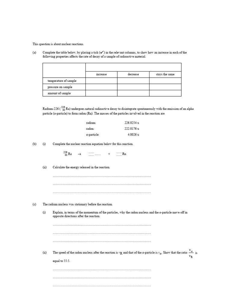Ib Problems | PDF | Radioactive Decay | Nuclear Physics