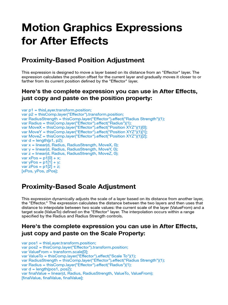 Motion Graphics Expressions - Proximity Expression | PDF | 3 D Computer Graphics | 2 D Computer ...