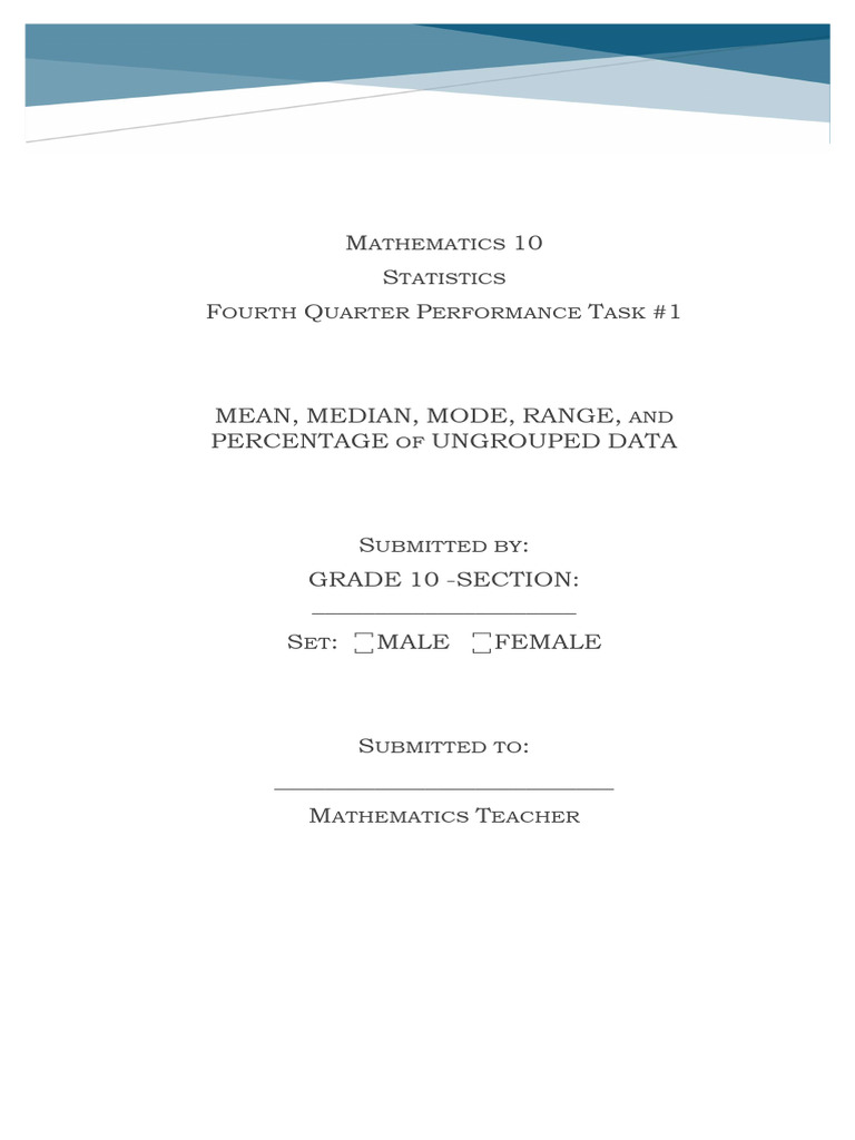 Q4 Performance Task 1 MMMRP of Ungrouped Data | PDF | Mean | Median