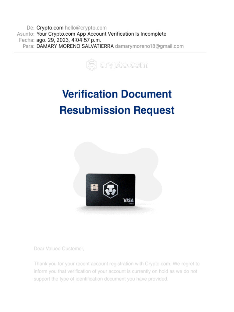 Your Crypto - Com App Account Verification Is Incomplete | PDF