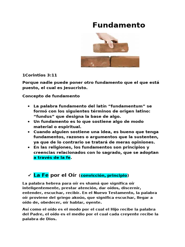 Fundamento | PDF | Fe | Dios