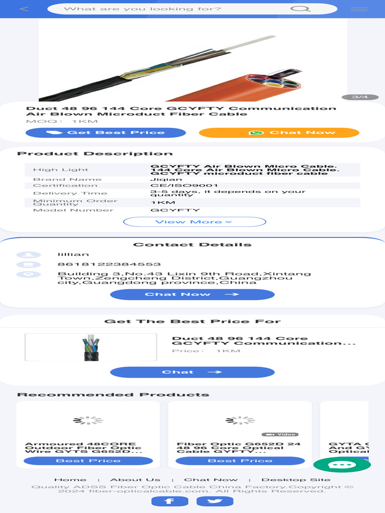 Duct 48 96 144 Core GCYFTY Communication Air Blown Microduct Fiber ...