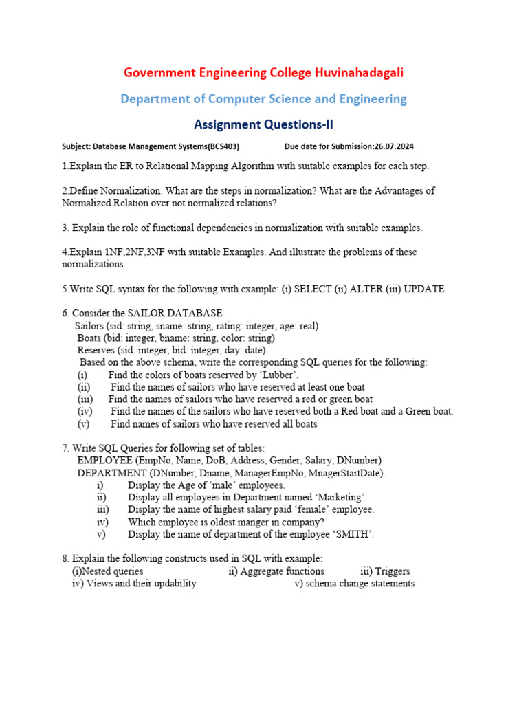 DBMS Assignment II | PDF