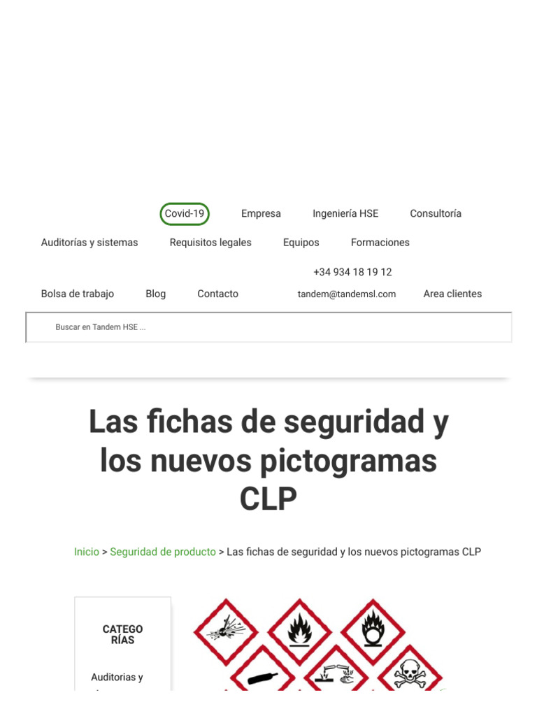Las Fichas de Seguridad y Los Nuevos Pictogramas CLP - Tandem HSE | PDF | Alergia