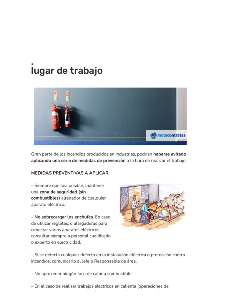 Prevención de Incendios en el Trabajo | PDF