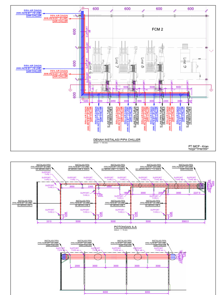 OK Gambar Instalasi Pipa Chiller PT IMCP-Krian (2024) | PDF