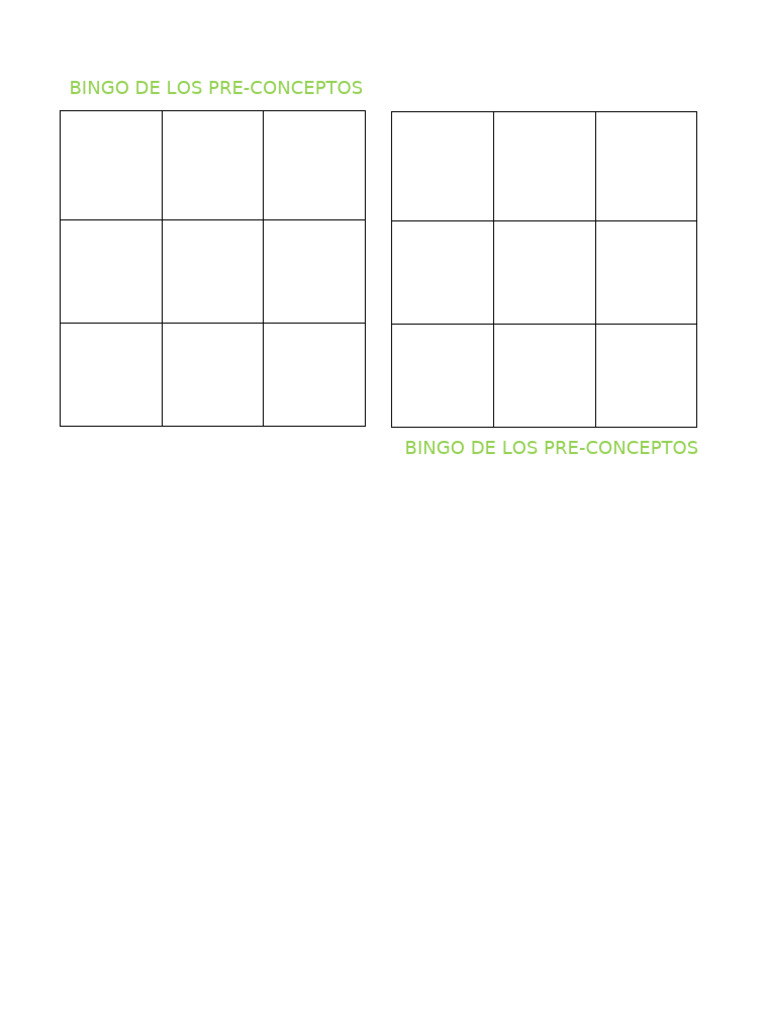 BINGO DE LOS PRECONCEPTOS | PDF