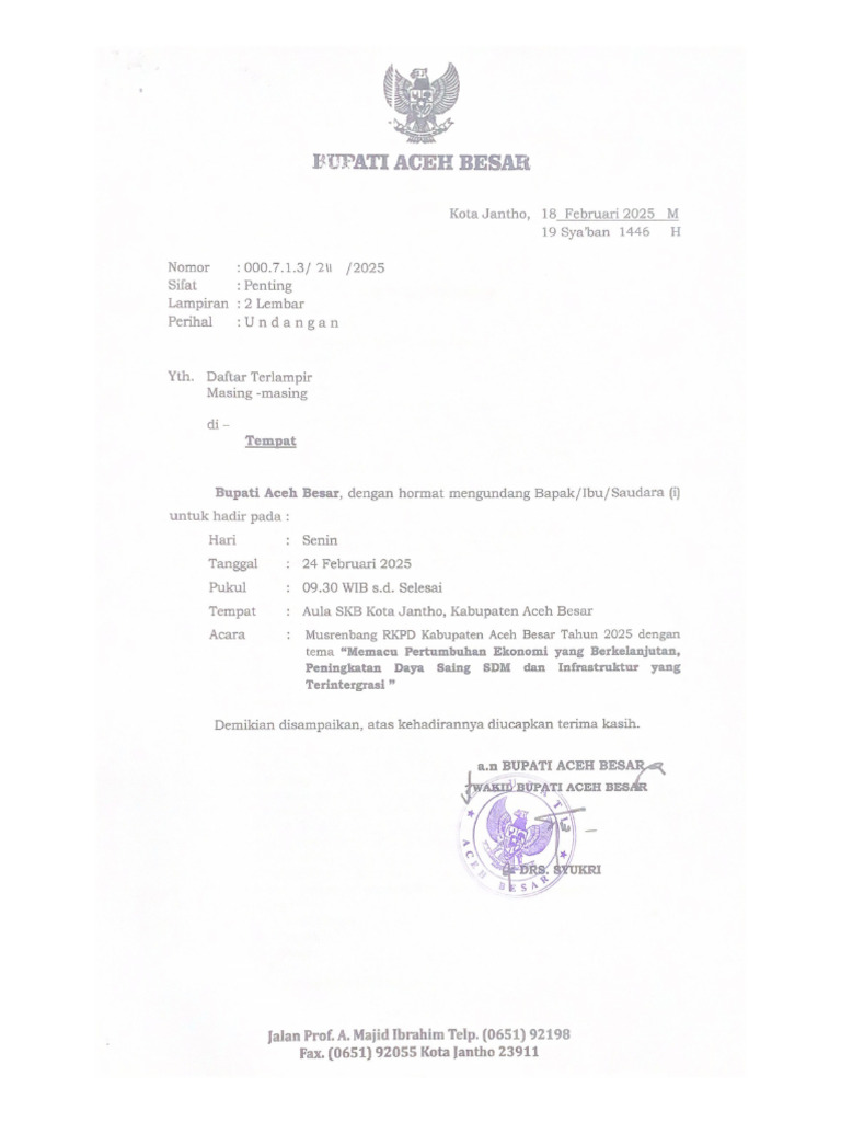 Undangan MUSRENBANG RKPD TAHUN 2026 | PDF