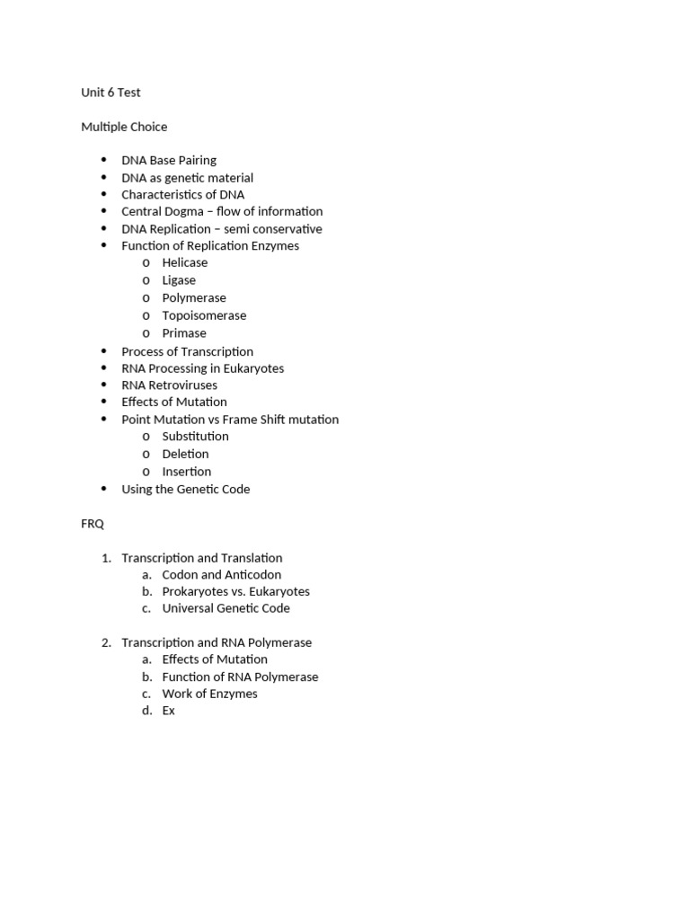 Unit 6 Test Breakdown | PDF