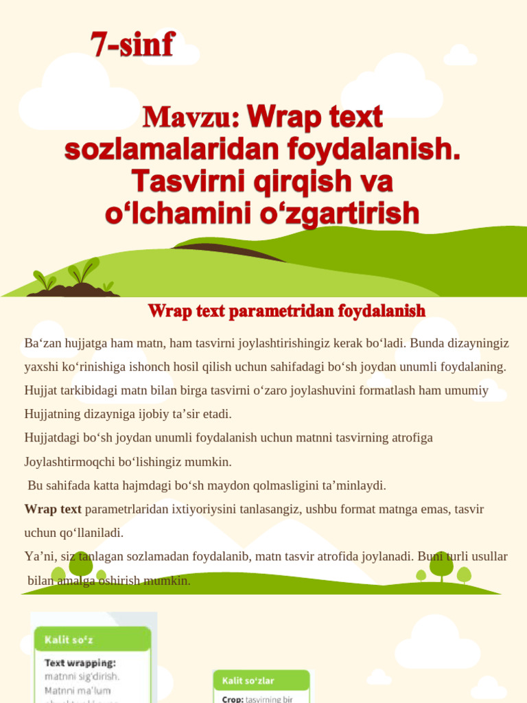 7 Sinf 2 Mavzu Matn Stillarini Sozlash Va Ulardan Foydalanish | PDF